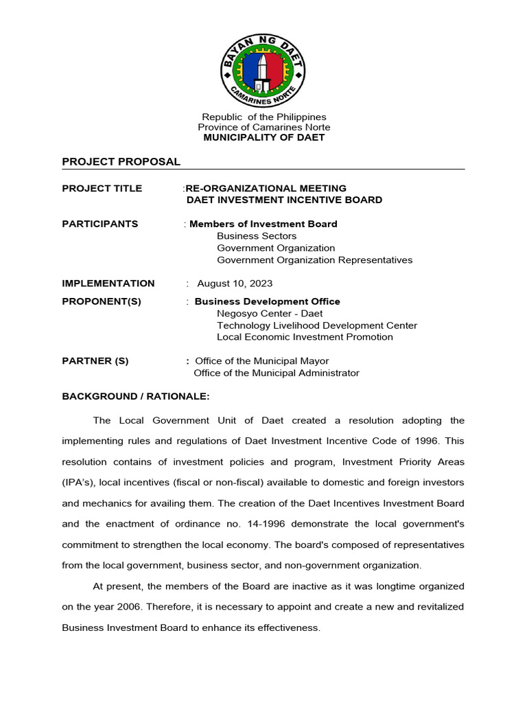 Investment Board Proposal | PDF | Investing | Economies