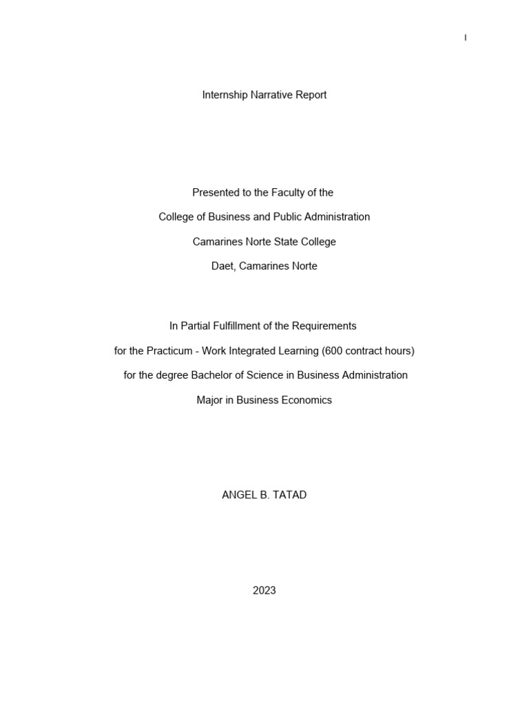 Internship Narrative Report | PDF | Learning | Behavior Modification