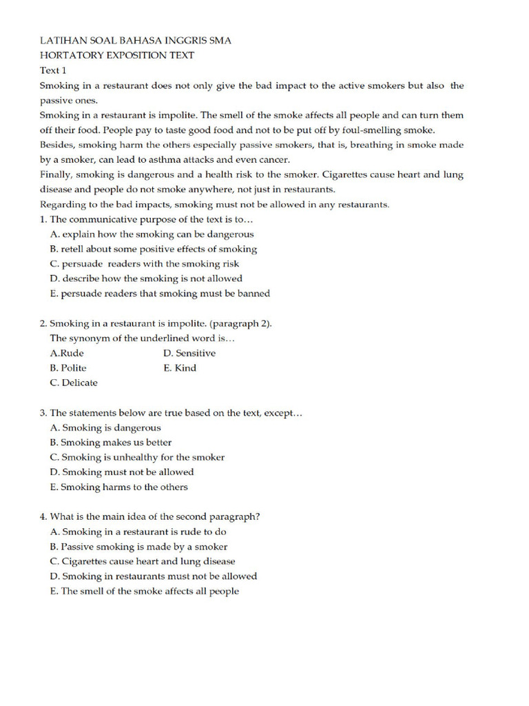 Hortatory Exposition Exercise | PDF