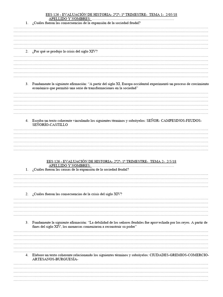 2° Eval. Hist. 2018 | PDF