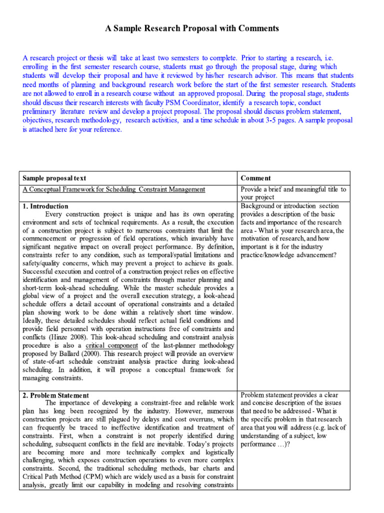 A Sample Proposal With Comment | PDF