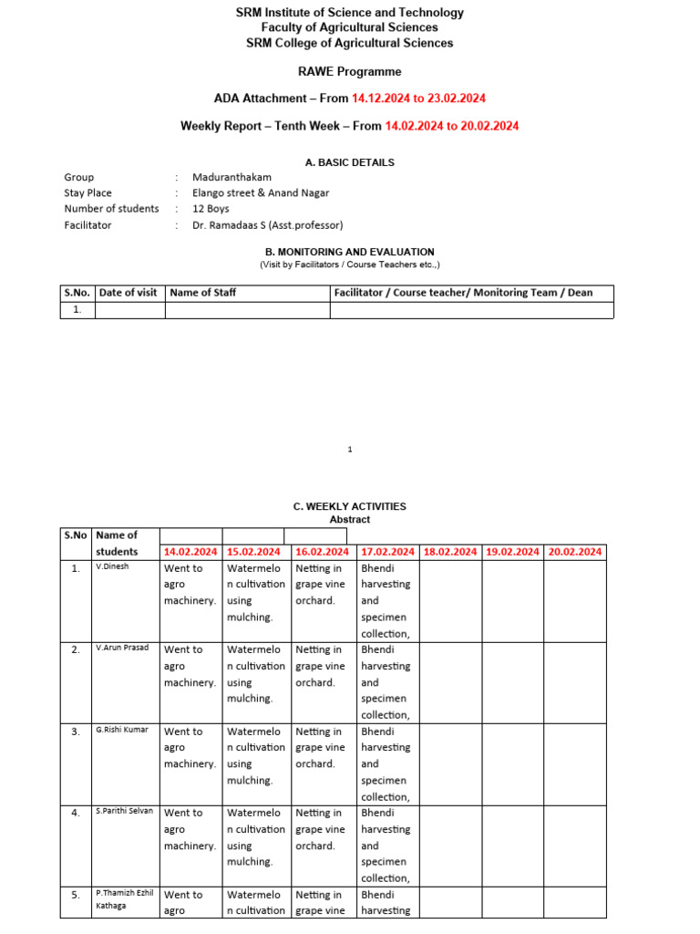 RAWE Weekly Report 9 Rogers 2020 Batch | PDF