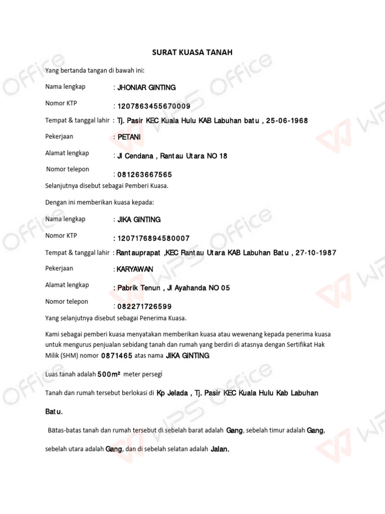 Contoh Surat Kuasa Tanah | PDF Contoh Surat Kuasa Tanah | PDF