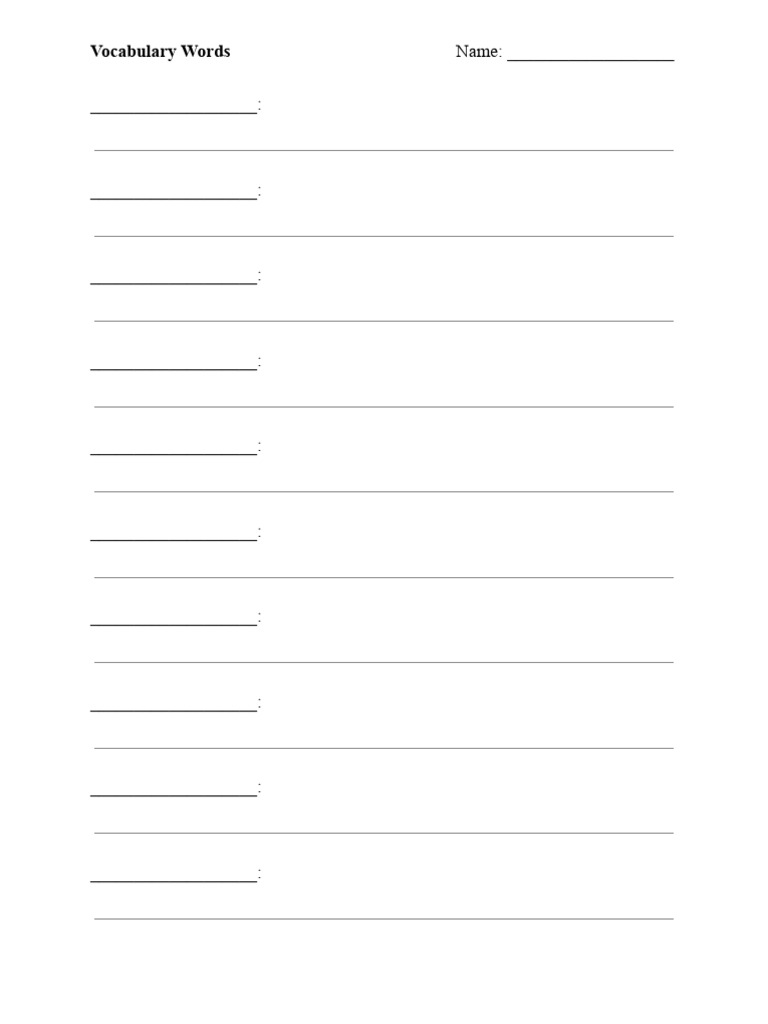 Vocabulary Template | PDF