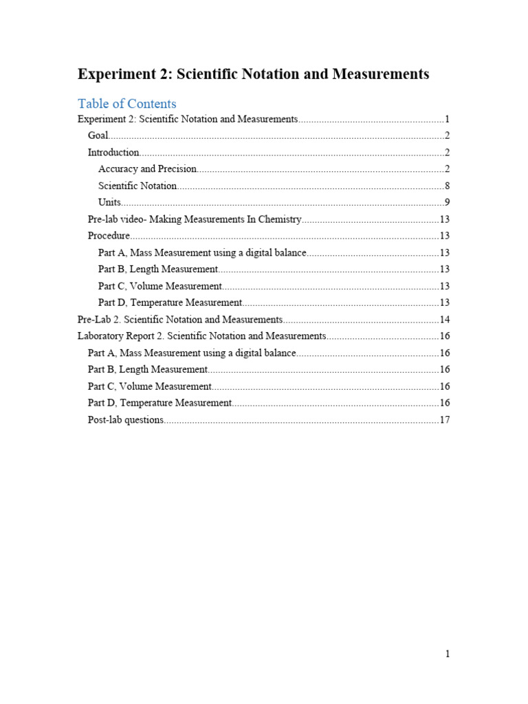 Experiment 2.scientific Notation and Measurements NEW | PDF ...