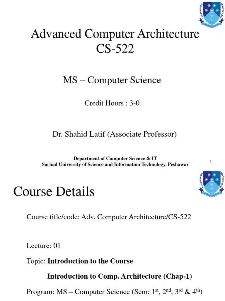 Lecture-01,Adv. Computer Architecture, CS-522 | PDF | Central Processing Unit | Input/Output