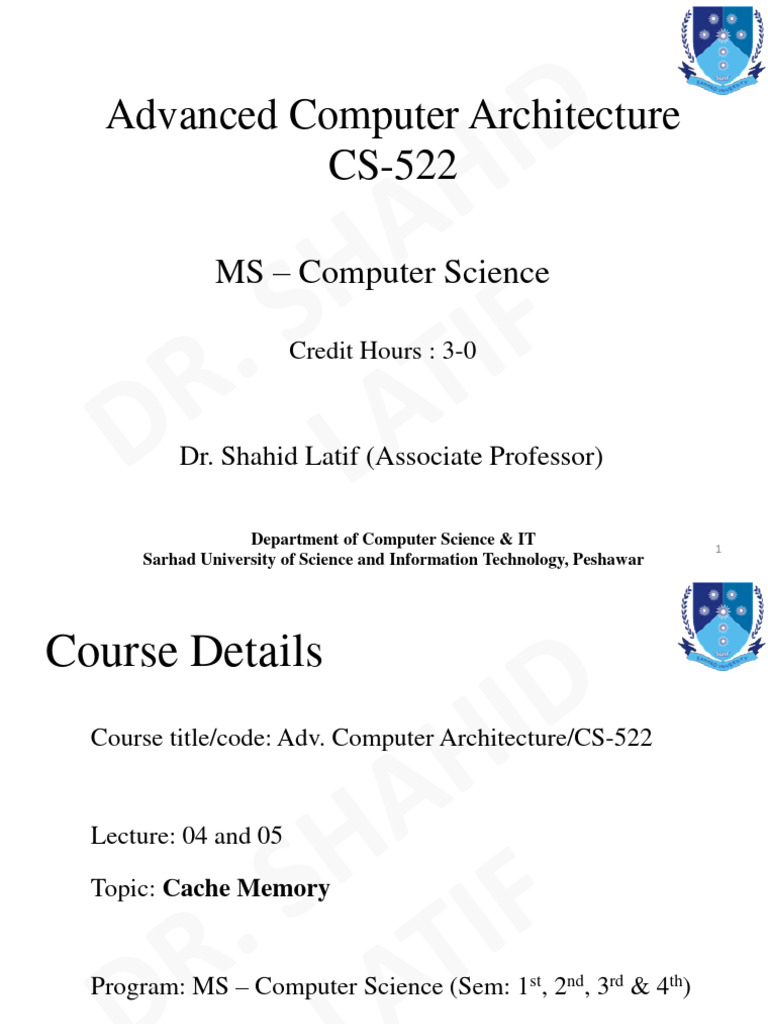 Lecture-04 & 05, Adv. Computer Architecture, CS-522 | PDF | Computer Data Storage | Random ...