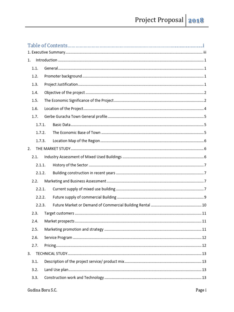 Project Proposal: Table of Contents ............................ I | PDF