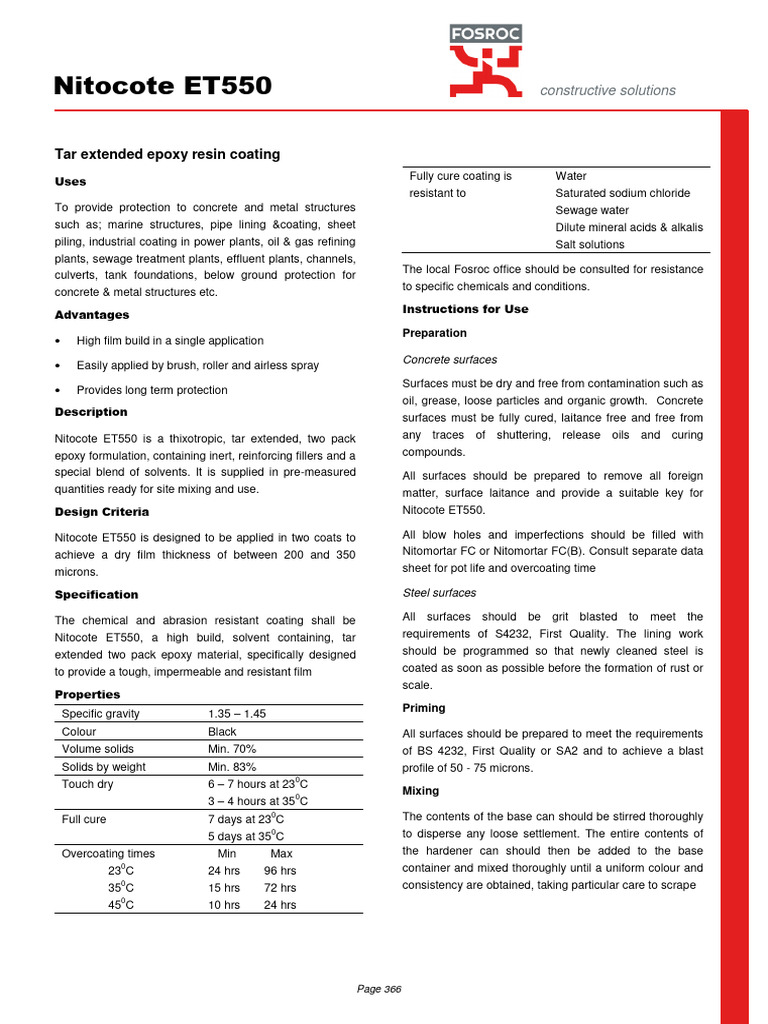 Nitocote Et550 | Download Free PDF | Sodium Chloride | Epoxy