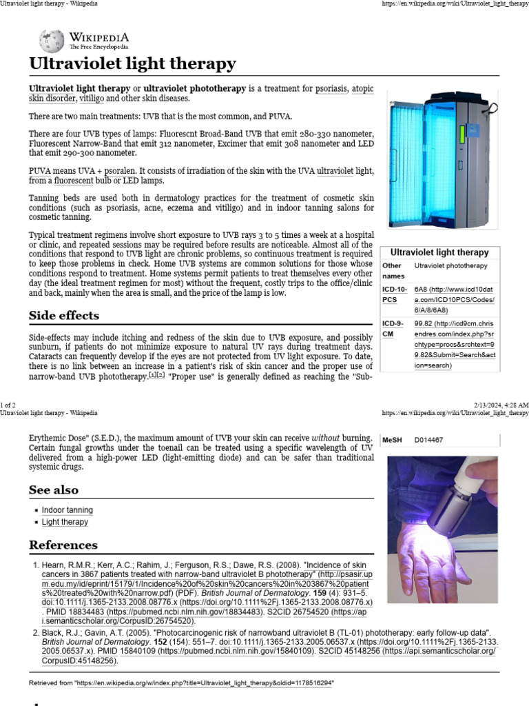 Ultraviolet Light Therapy - Wikipedia | PDF | Ultraviolet | Clinical ...