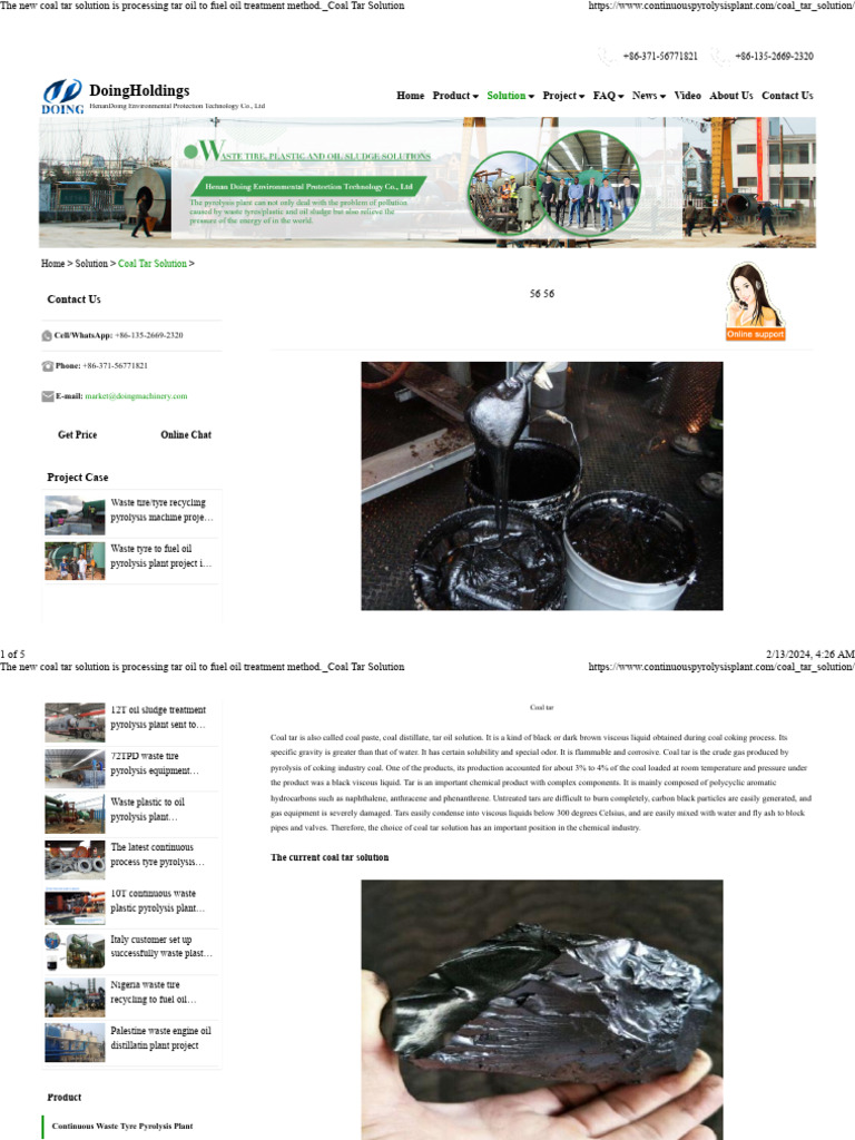 The New Coal Tar Solution Is Processing Tar Oil To Fuel Oil Treatment Method Coal Tar