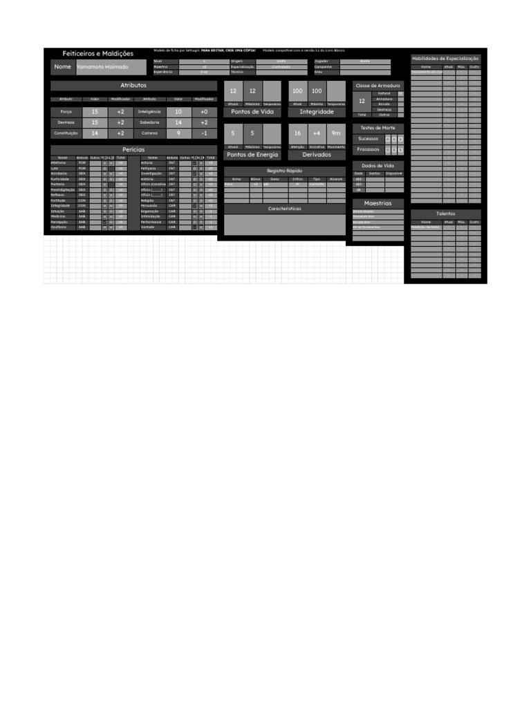 Ficha Andre - Jujutsu | PDF