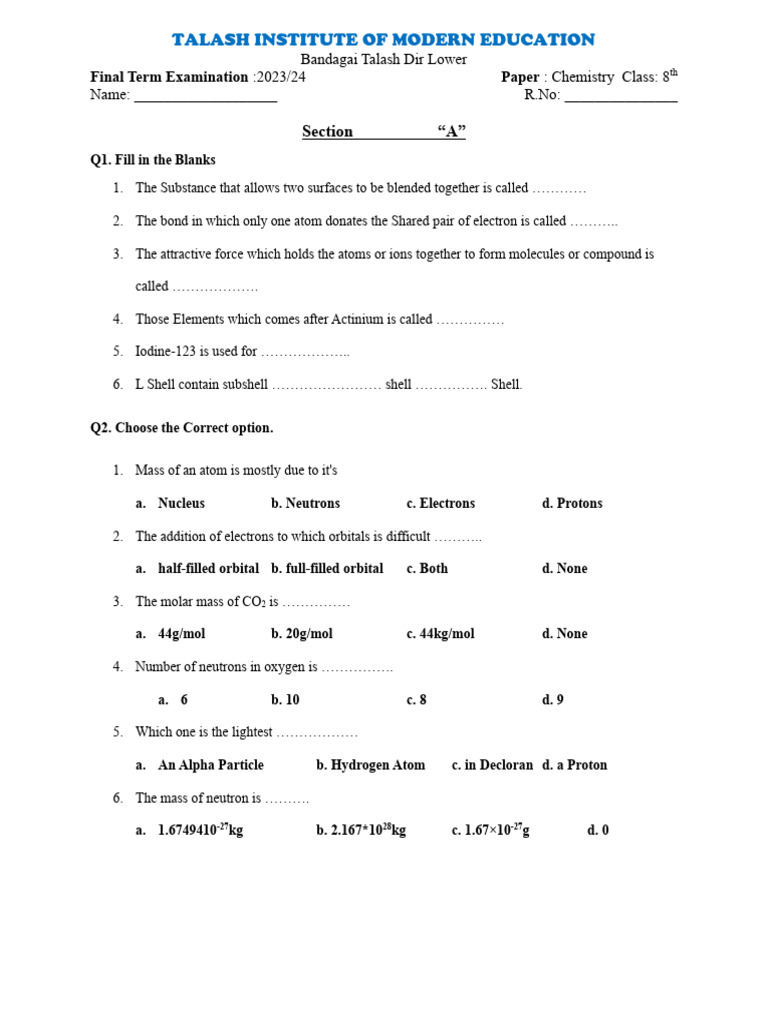 Chemistry Class 8th | PDF