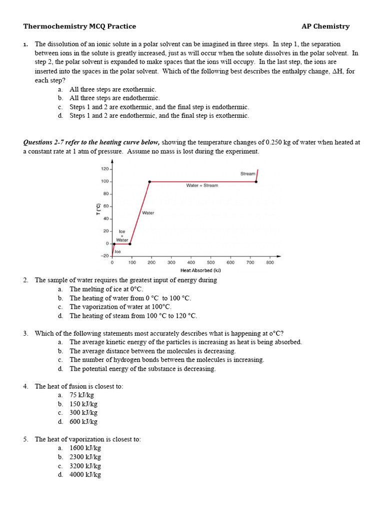 Thermo MCQ Practice | PDF | Solvation | Heat