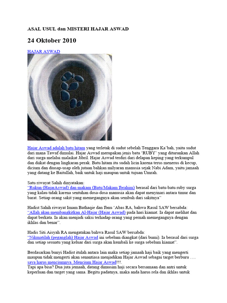 ASAL USUL Dan MISTERI HAJAR ASWAD | PDF ASAL USUL Dan MISTERI HAJAR ASWAD | PDF