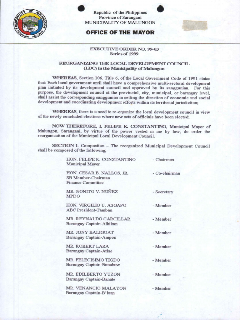 EO No. 3 S. 1999-Local Development Council | PDF