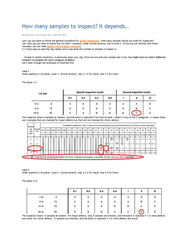 How Many Samples To Inspect | PDF | Procurement | Sampling (Statistics)