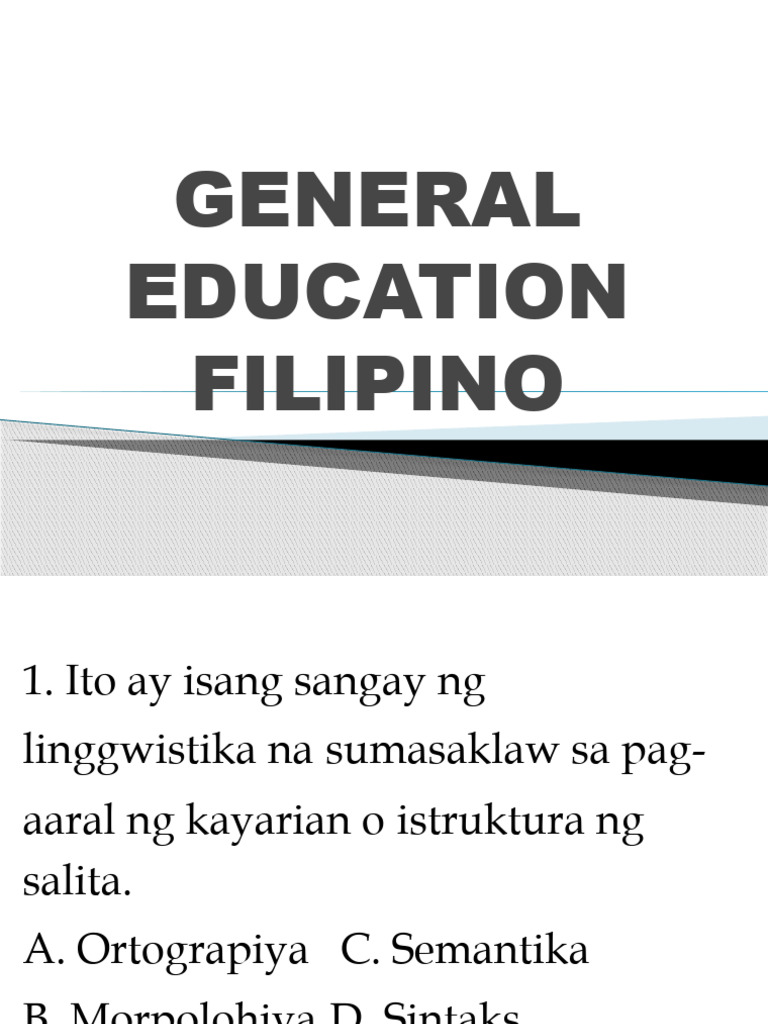 Questions General Education Filipino | PDF