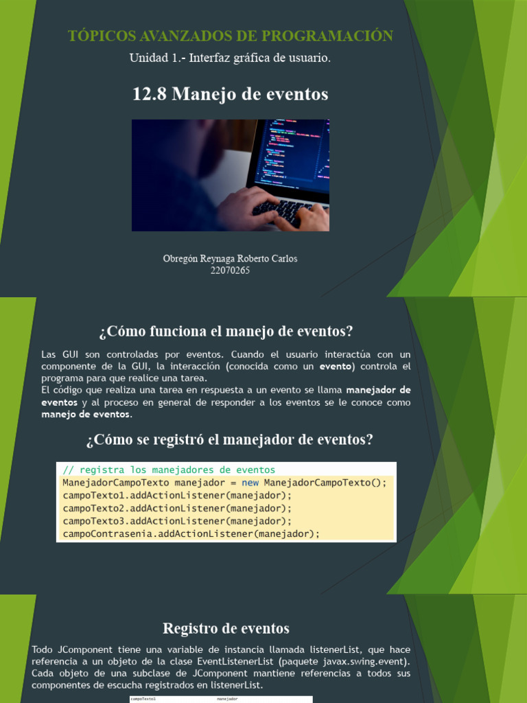 12.8 Manejo de Eventos | PDF | Interfaces gráficas de usuario | Java (lenguaje de programación)
