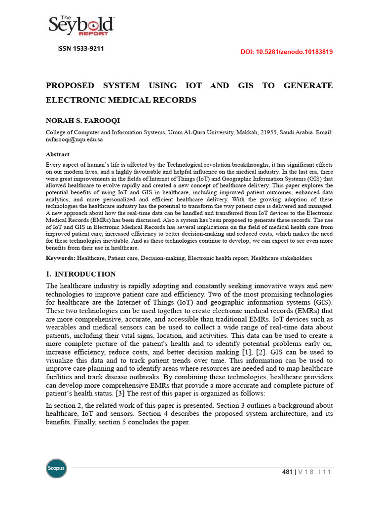 Proposed System Using Iot and Gis To Generate Electronic Medical ... Proposed System Using Iot and Gis To Generate Electronic Medical ...