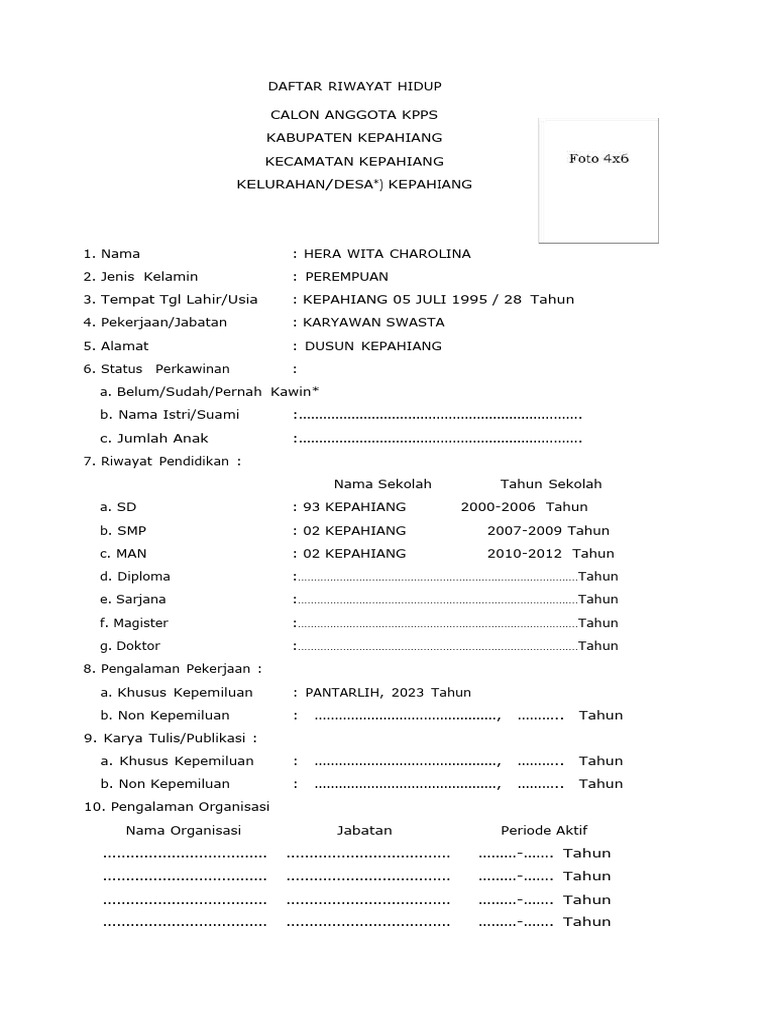 Formulir DRH | PDF | Karier & Perkembangan