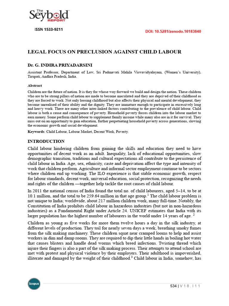 Legal Focus On Preclusion Against Child Labour | PDF | International Labour Organization | Child ...