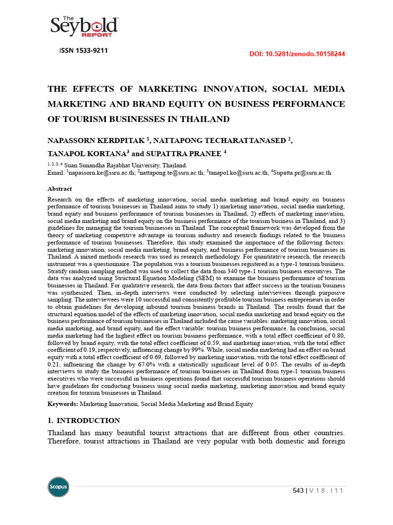 The Effects of Marketing Innovation, Social Media Marketing and Brand ...