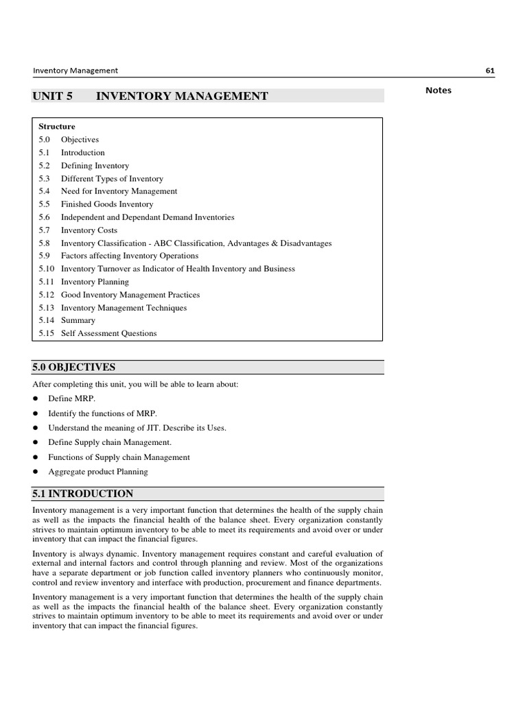 POM Unit 4 | PDF | Inventory | Enterprise Resource Planning