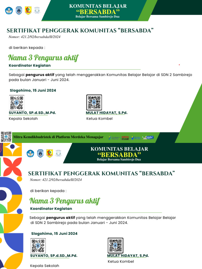 Contoh Sertifikat Penggerak Kombel Umum | PDF