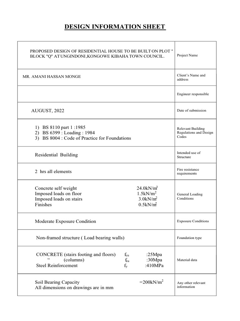 Residential House Design Specifications | PDF | Foundation (Engineering ...