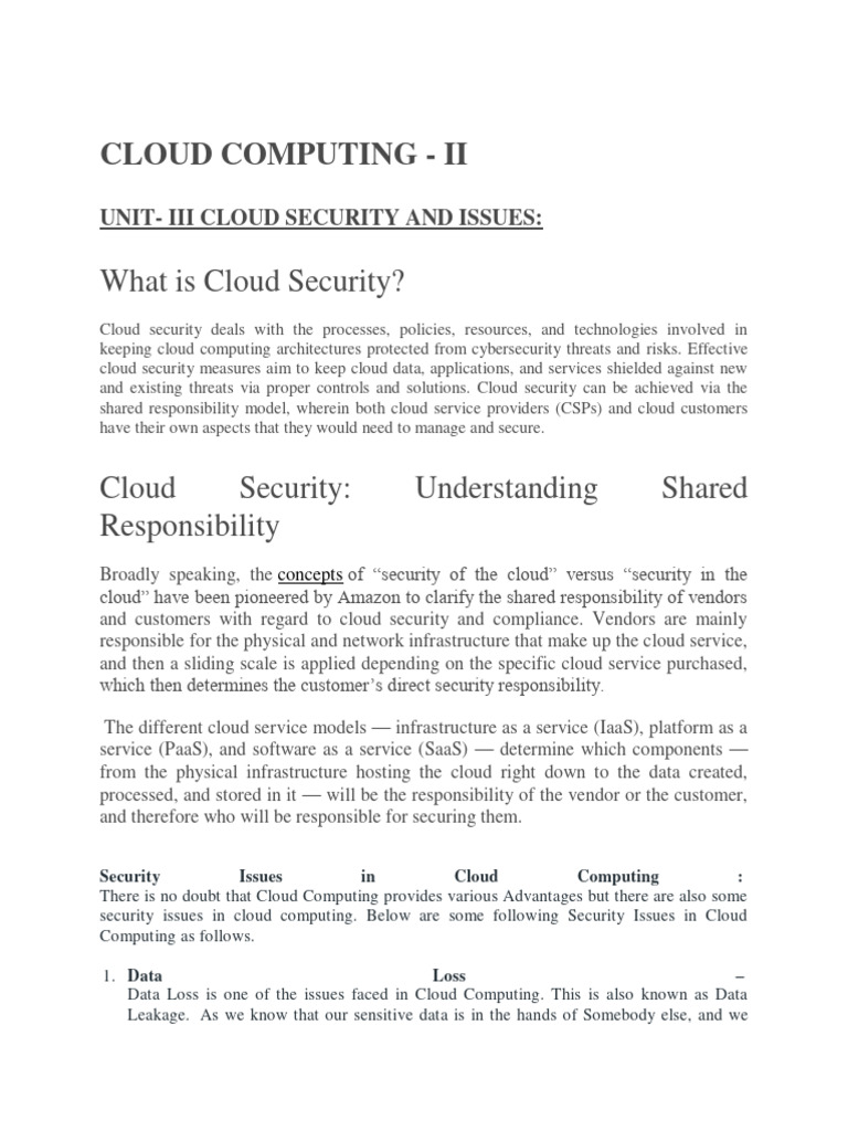 Cloud Computing - II Unit - III | PDF Cloud Computing - II Unit - III | PDF
