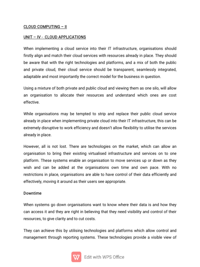 Cloud Computing - II Unit - IV | PDF