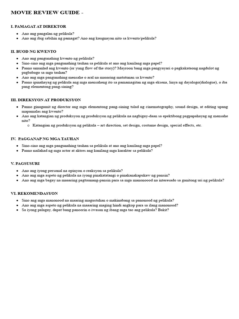 Movie Review Guide | PDF