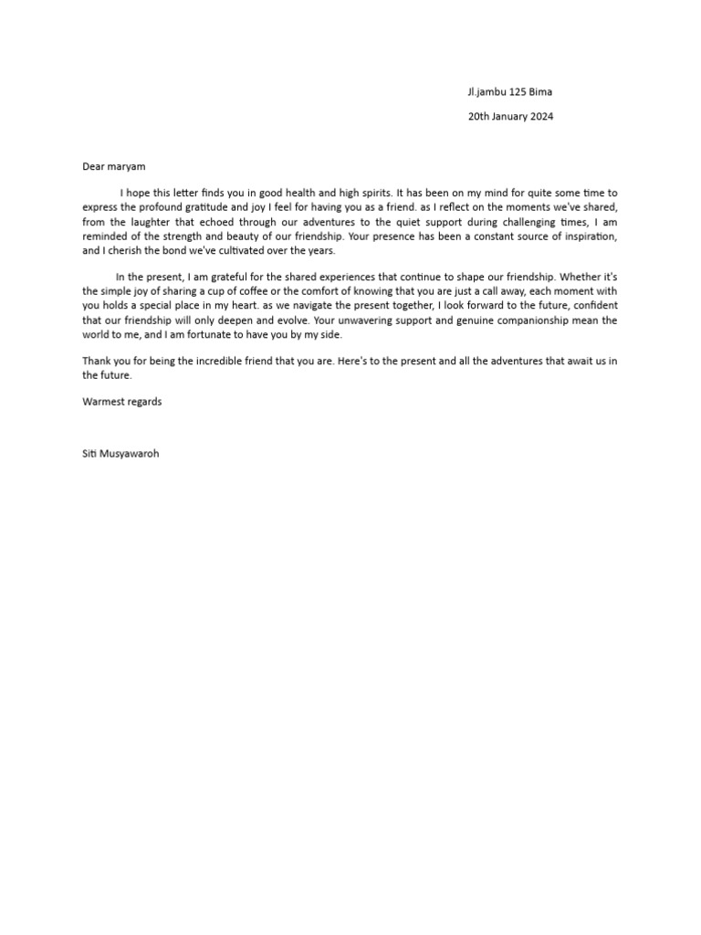 Heartfelt Letter of Friendship | PDF