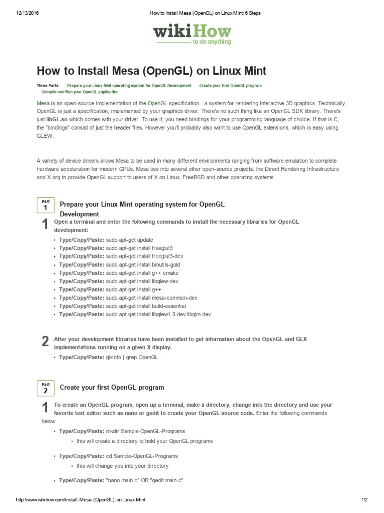 How To Install Mesa (OpenGL) On Linux Mint - 6 Steps | PDF | Operating System Technology | Computing