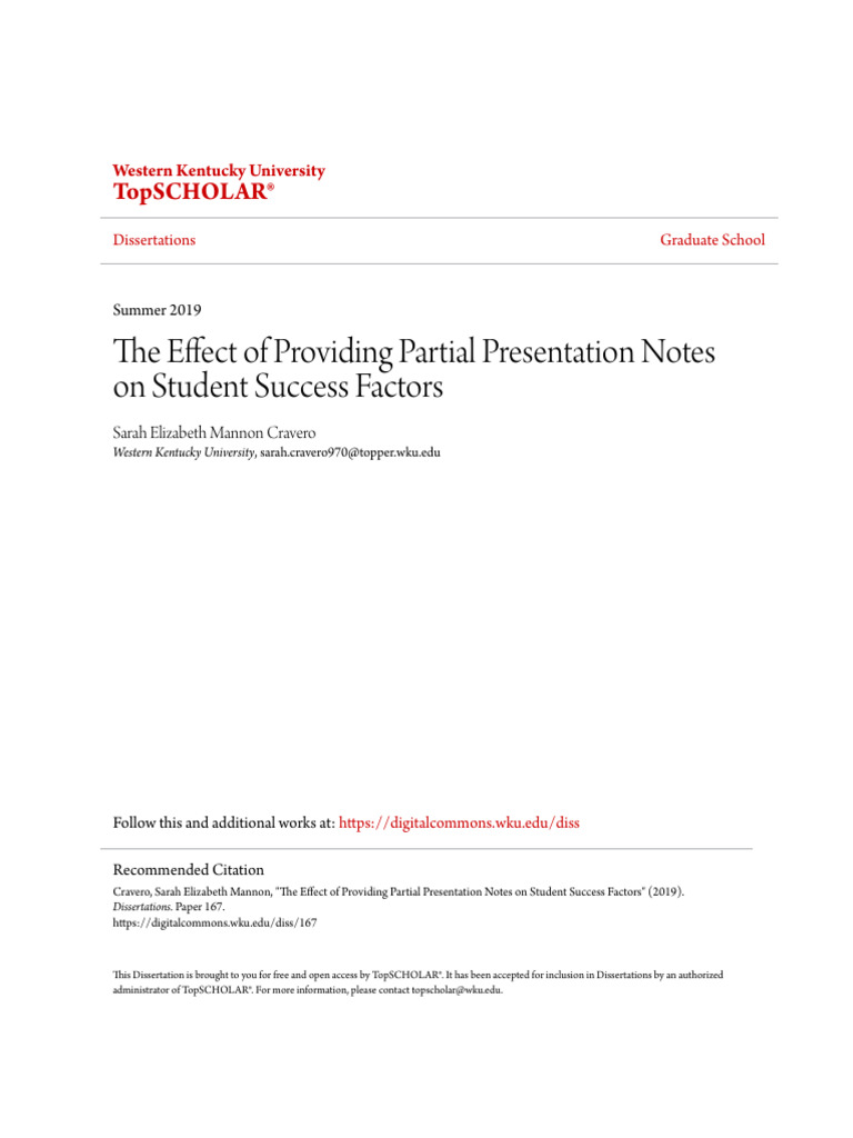 Presentation Notes On Student Suc | PDF | Career & Growth