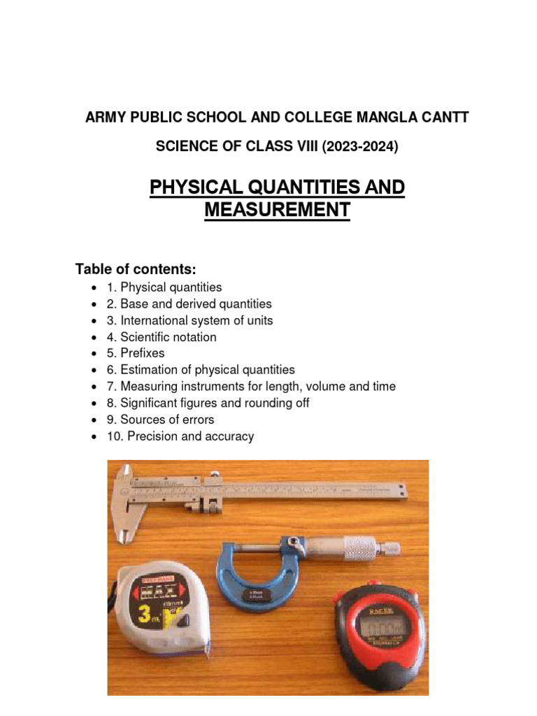 Physical Quantities and Measurements | PDF