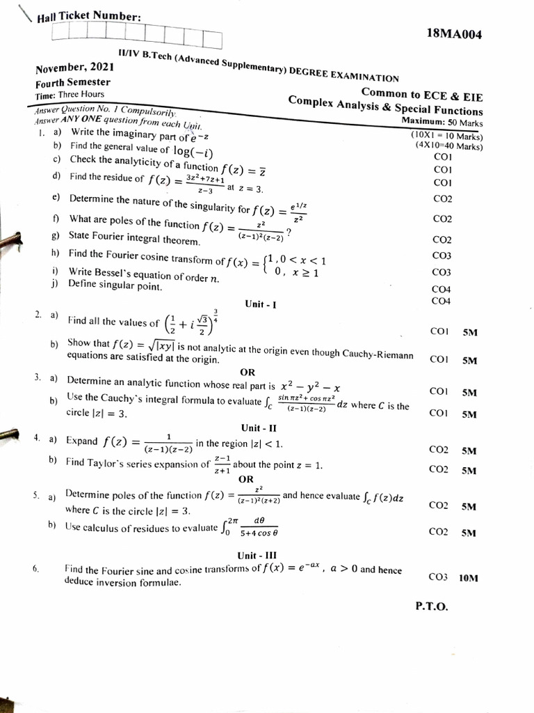 CV&SF (m4) 2021 | PDF | Fourier Transform | Complex Number