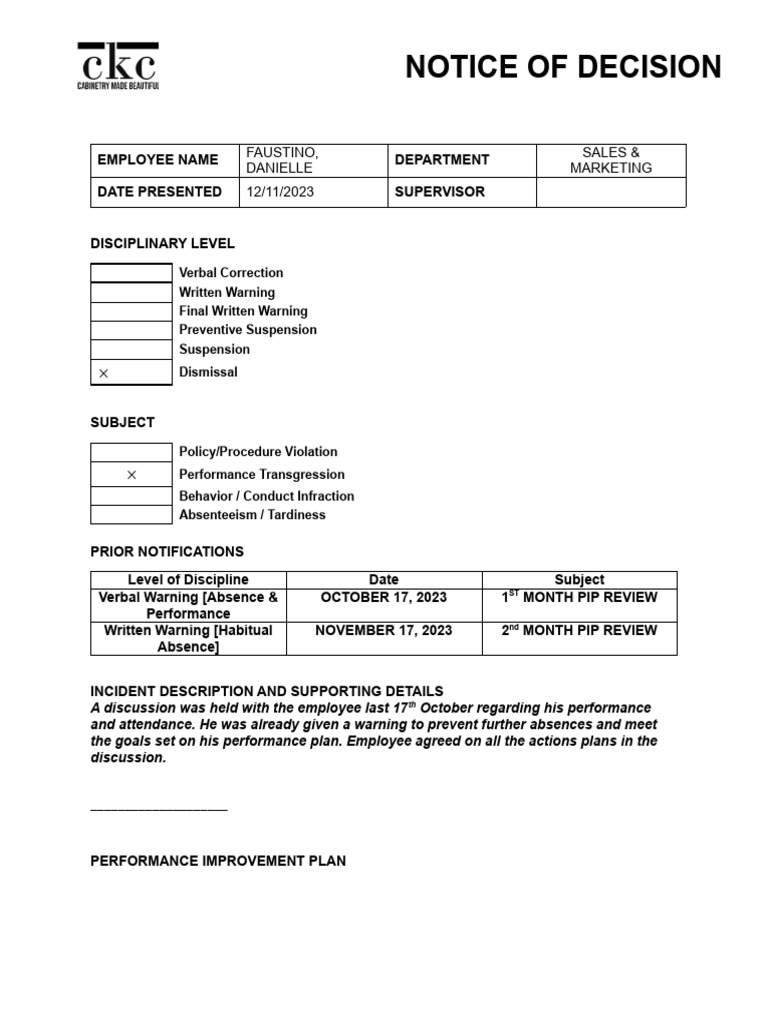 Notice of Decision Form | PDF
