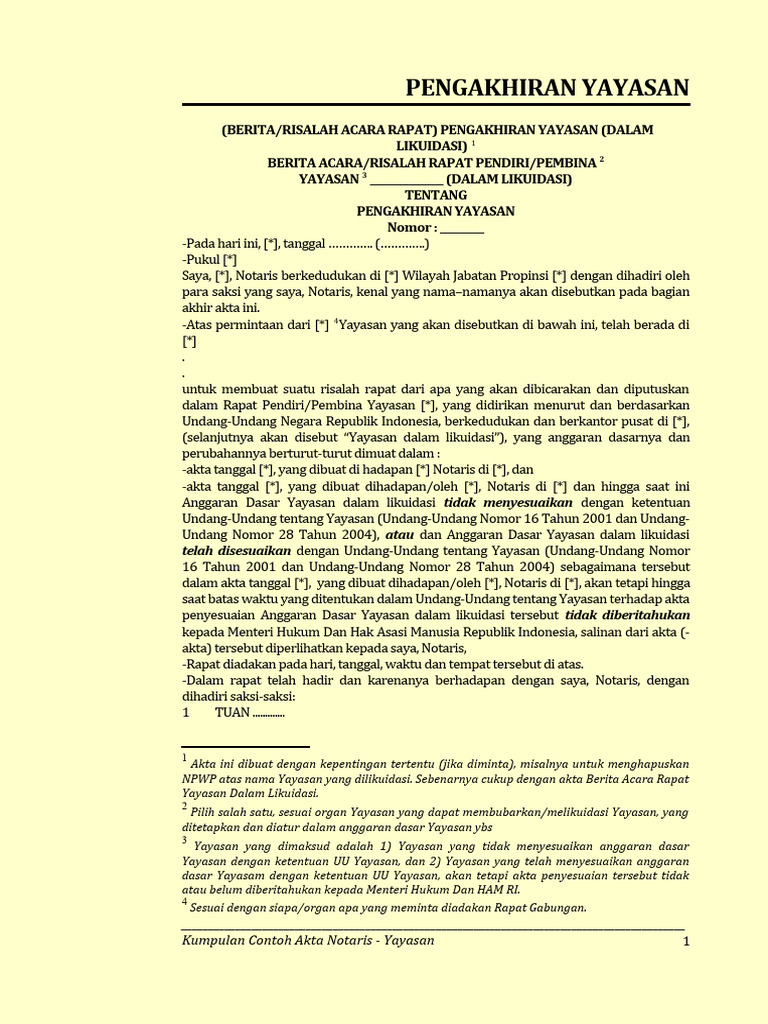 Contoh PENGAKHIRAN YAYASAN | PDF