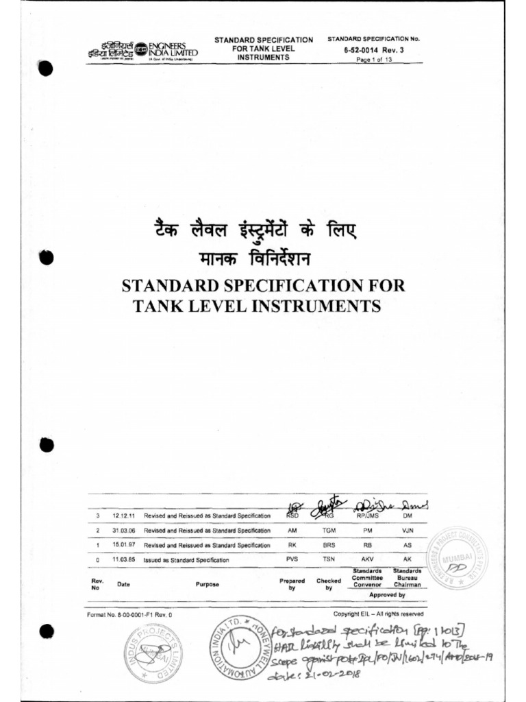 EIL Standard 06-52-0014 Rev.-03 | PDF