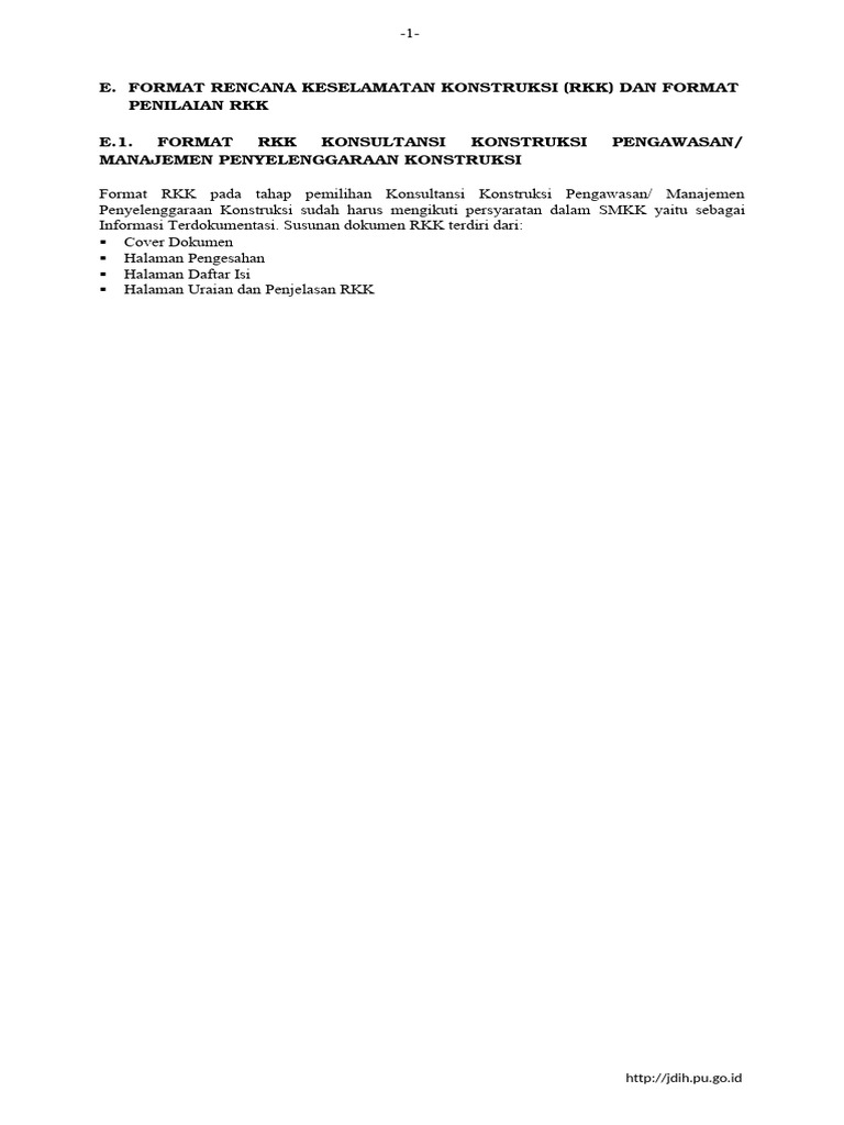 06 Sub Lampiran e Format RKK Penyedia Jasa Serta Format Penilaian RKK | PDF