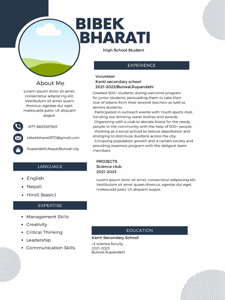 Blue Professional Modern CV Resume | PDF