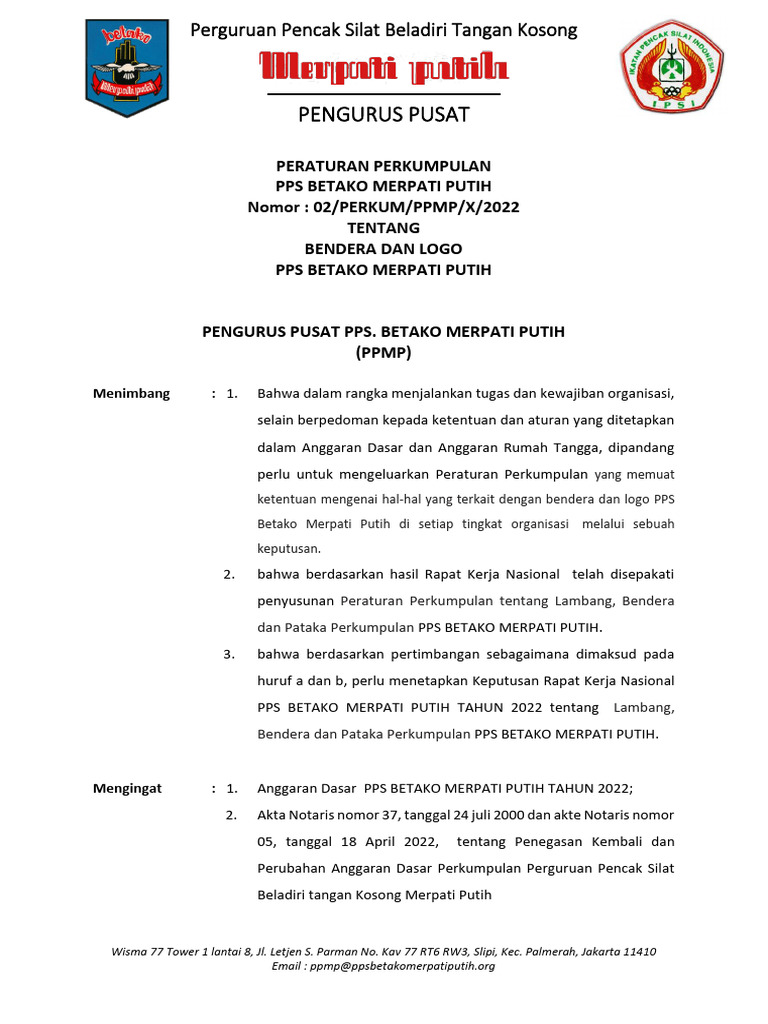 3.2 Perkum No.02_2022 Tentang Bendera dan Logo PPS. Betako Merpati ...