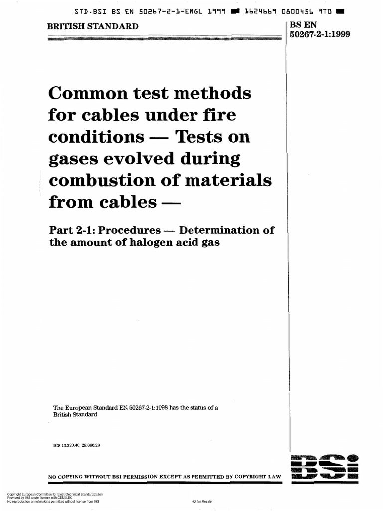 BS en 50267-2-1-1999 | PDF