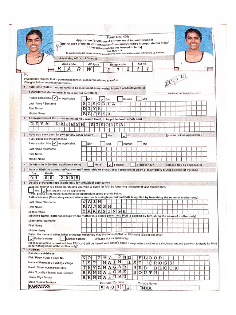 Diya Pan Card | PDF