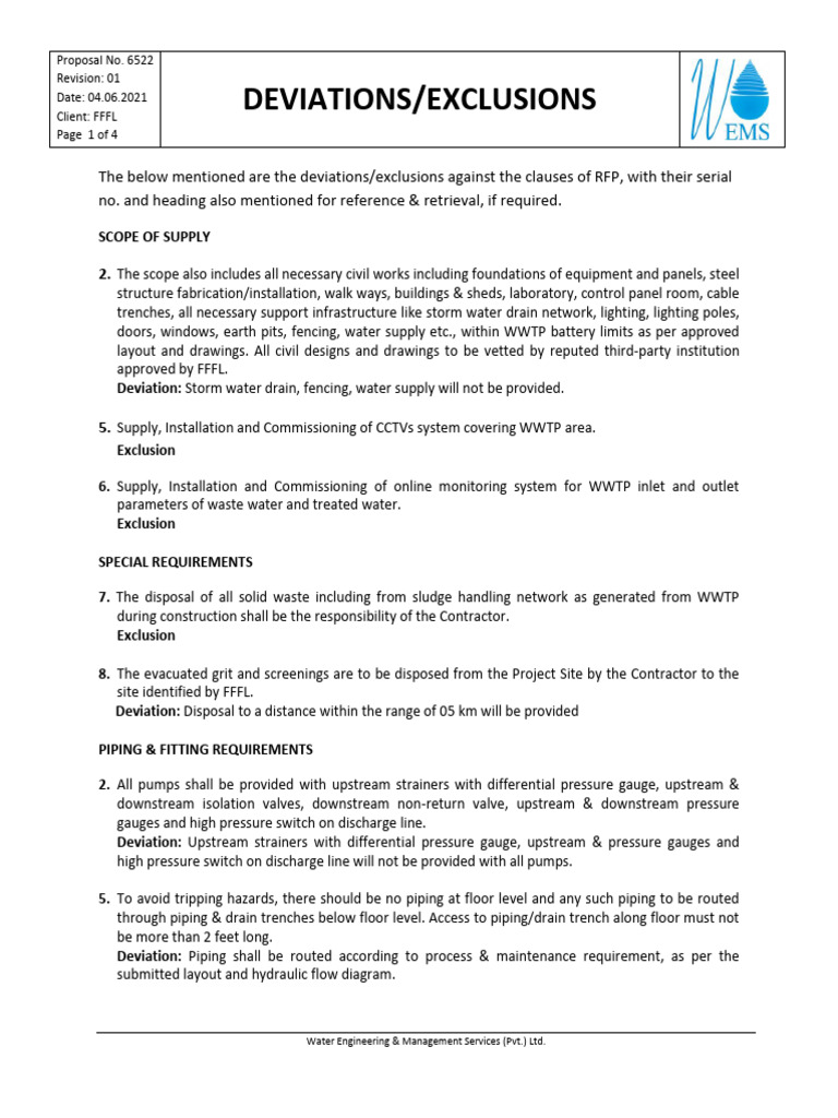 DEVIATIONS EXCLUSIONS 6522 Rev.01 | PDF