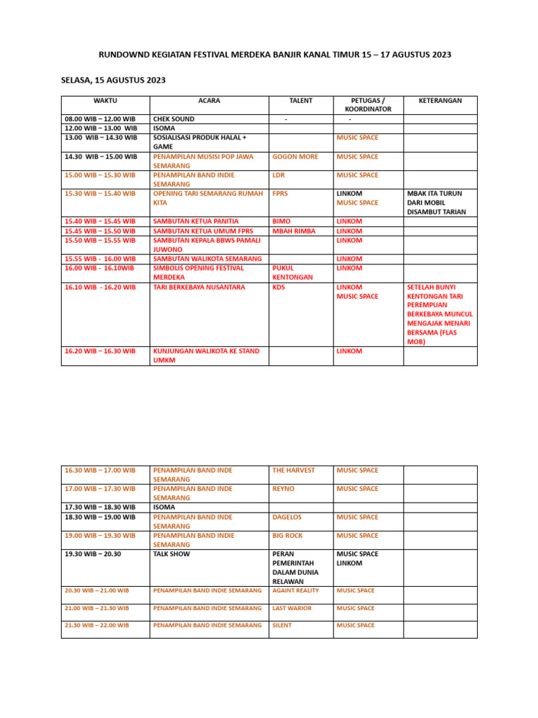 RUNDOWN FESTIVAL KEMERDEKAAN BKT New | PDF