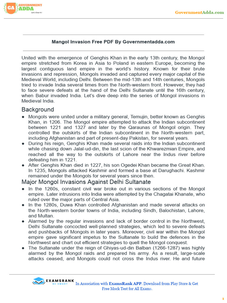 Mangol Invasion Free PDF | PDF