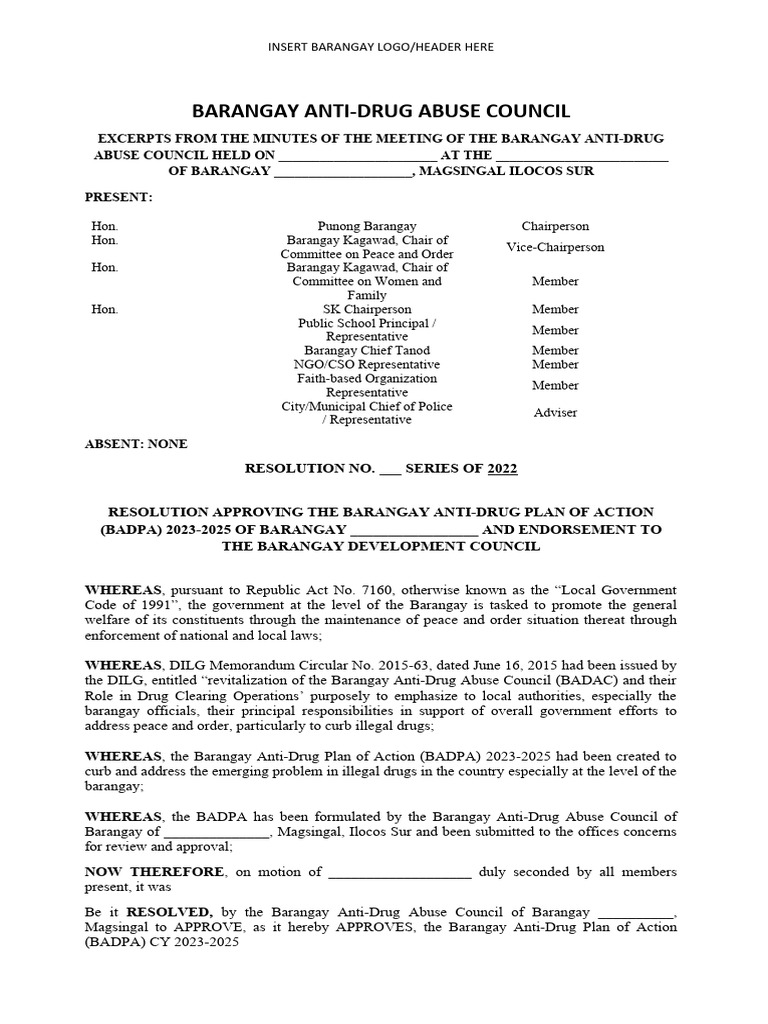 Badac Resolution Approving Badpa | PDF | Justice | Crime & Violence